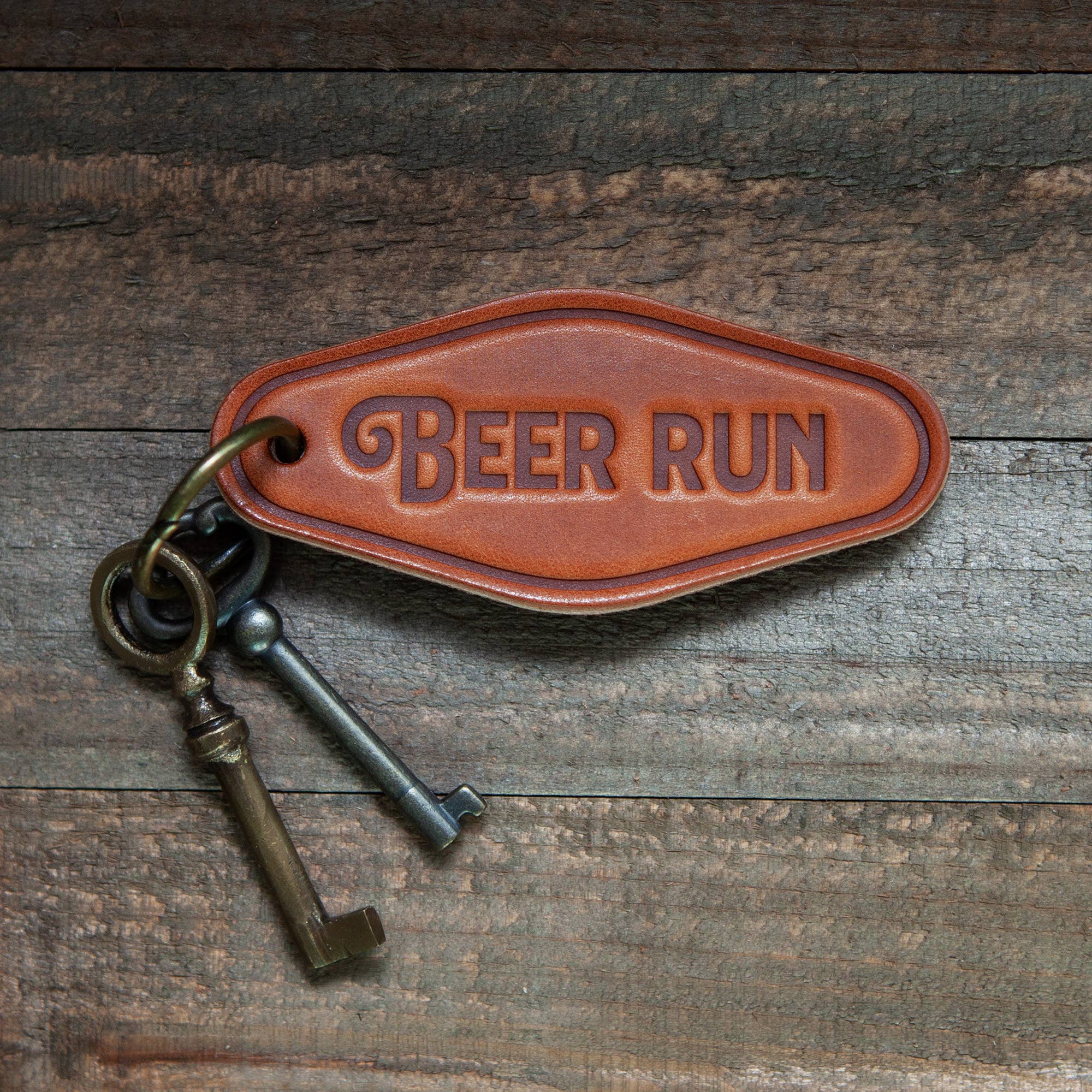 Beer Run Leather Keychain Motel Style | Bourbon and Fire