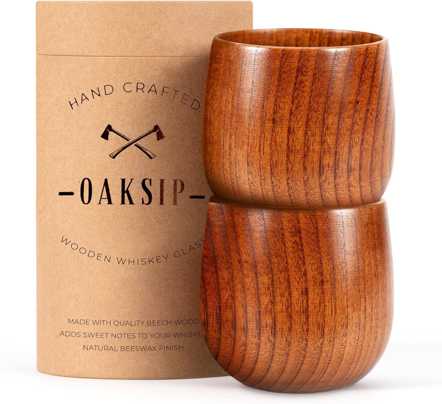 Oaksip Finished Wooden Bourbonwhiskey Drinking Glass 1 Pack Bourbon And Fire